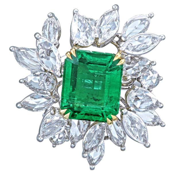 GRS Certified 5.32 Carat Minor Oil Vivid Zambian Emerald and Diamond ... GRS Certified 5.32 Carat Minor Oil Vivid Zambian Emerald and Diamond ...