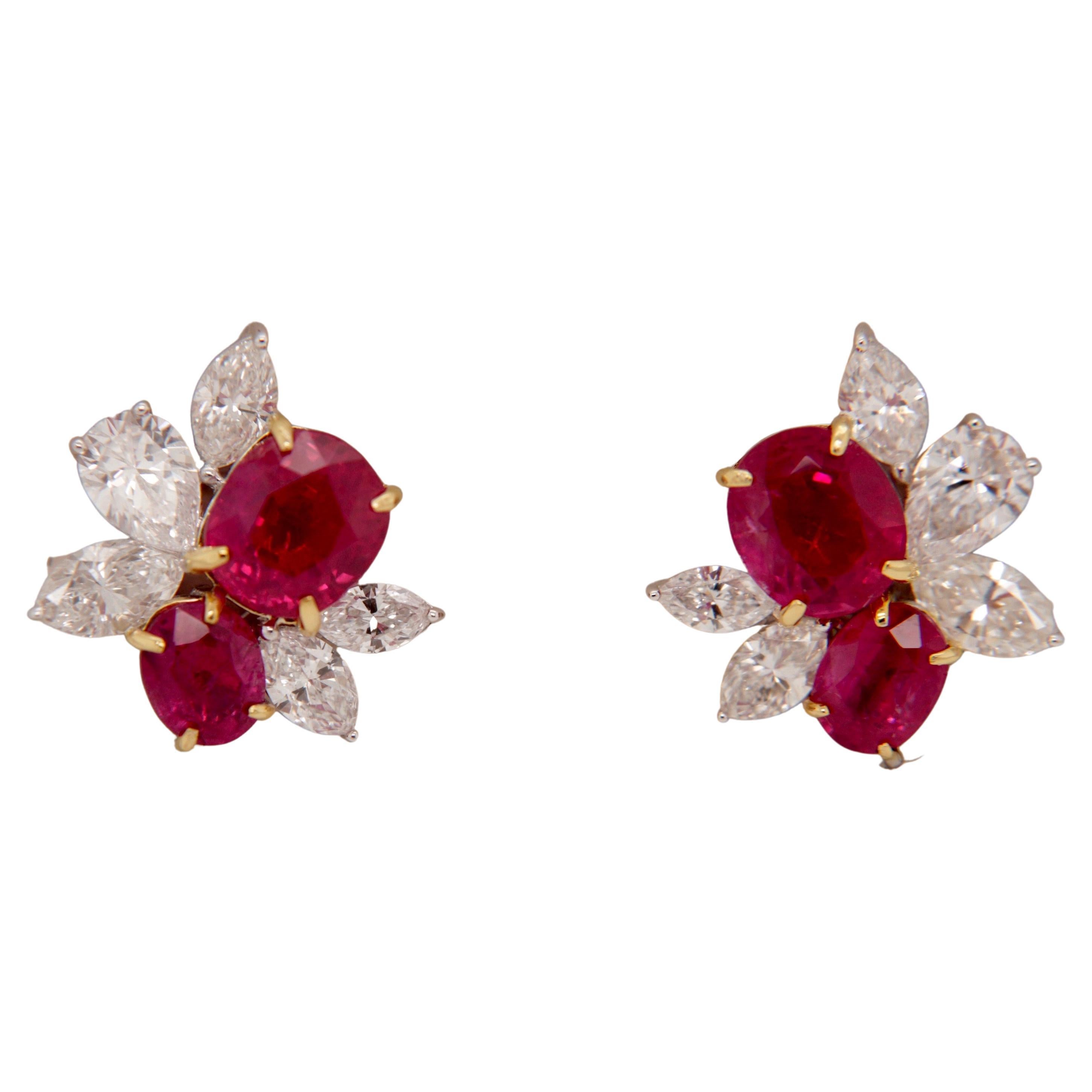 GRS Certified Burmese Pigeon Blood Rubies Earrings For Sale at 1stDibs