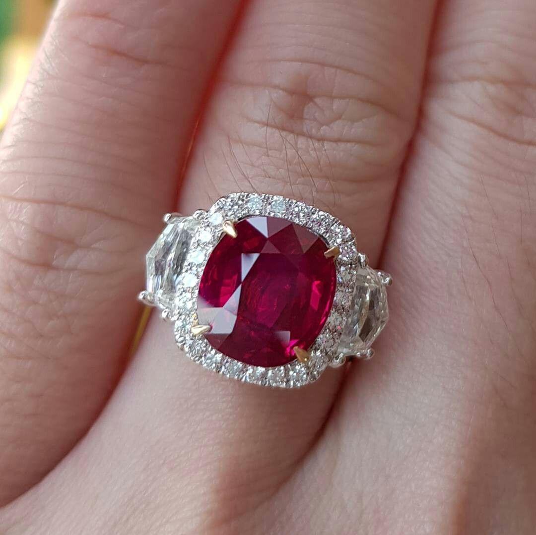 Certified Burma Red Ruby 3.56 Carat Natural No Heat Ruby Diamond Ring ...