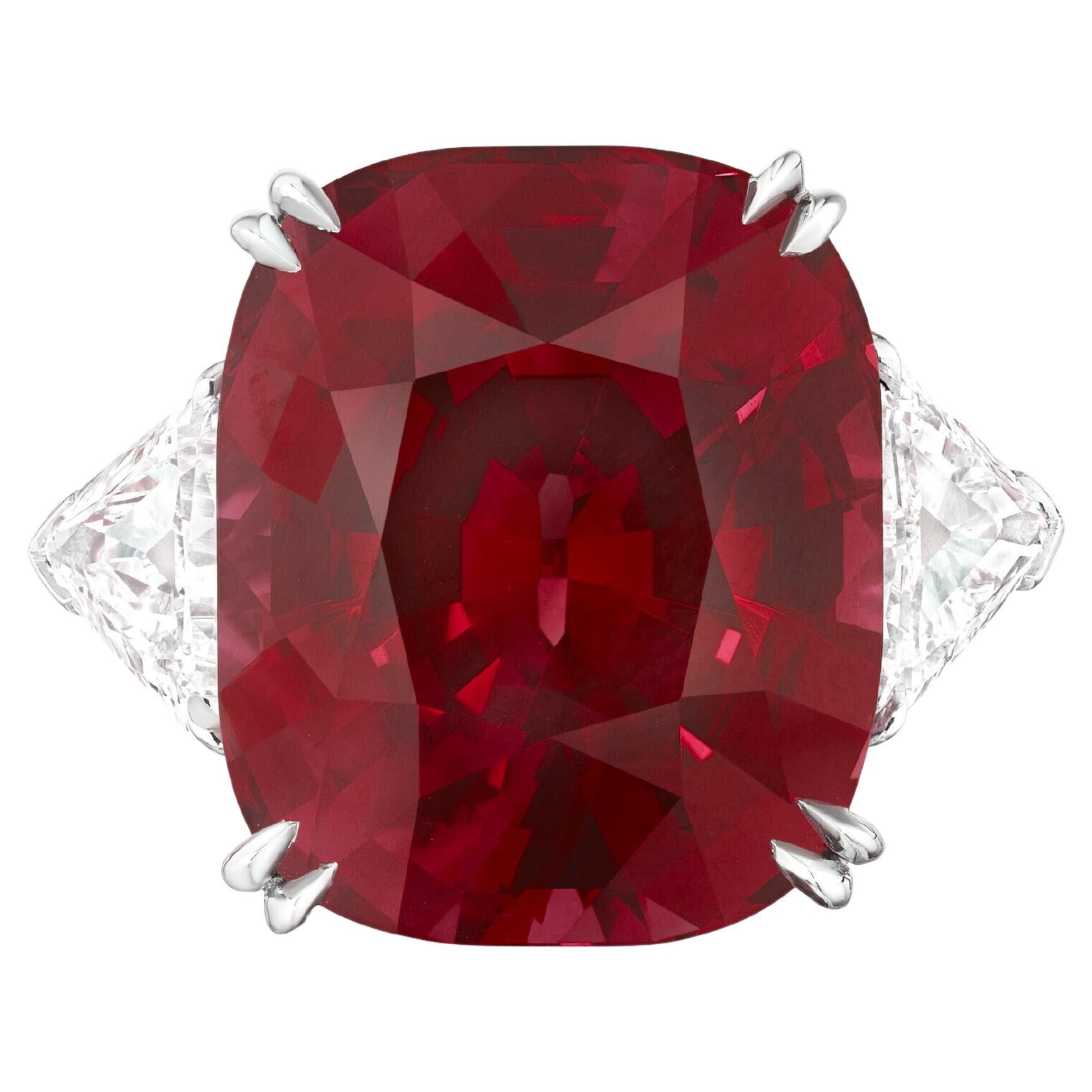 Grs Certified 6.06 Carat Vivid Red Burmese Ruby Diamond Ring For Sale at 1stDibs