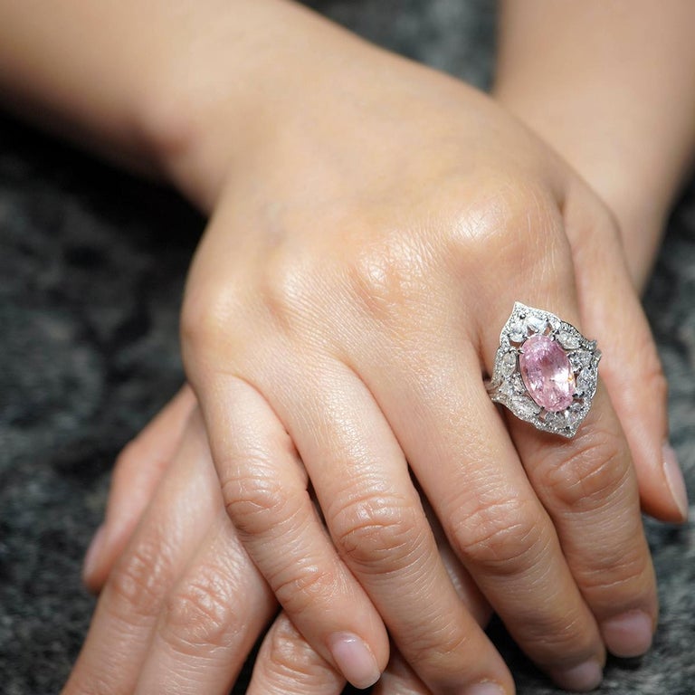 GRS Certified 8.01 Carat "Padparadscha" No Heat Sapphire Rare Solitaire Ring For Sale at 1stDibs