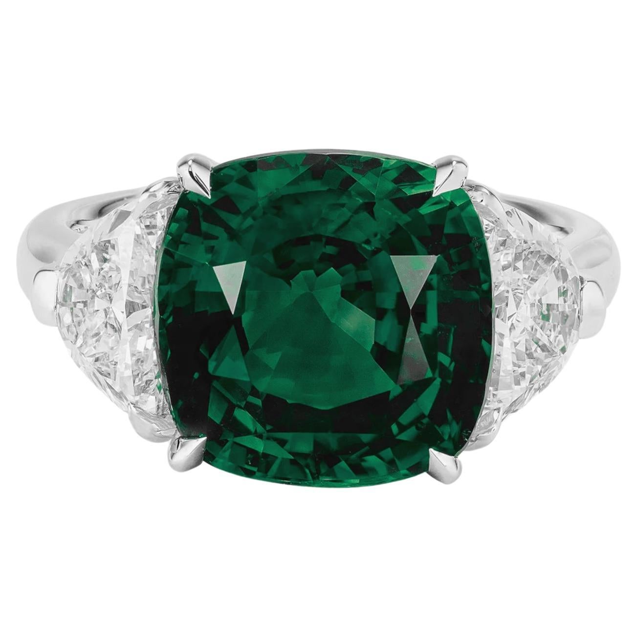 GRS Certified 5.32 Carat Minor Oil Vivid Zambian Emerald and Diamond ... GRS Certified 5.32 Carat Minor Oil Vivid Zambian Emerald and Diamond ...