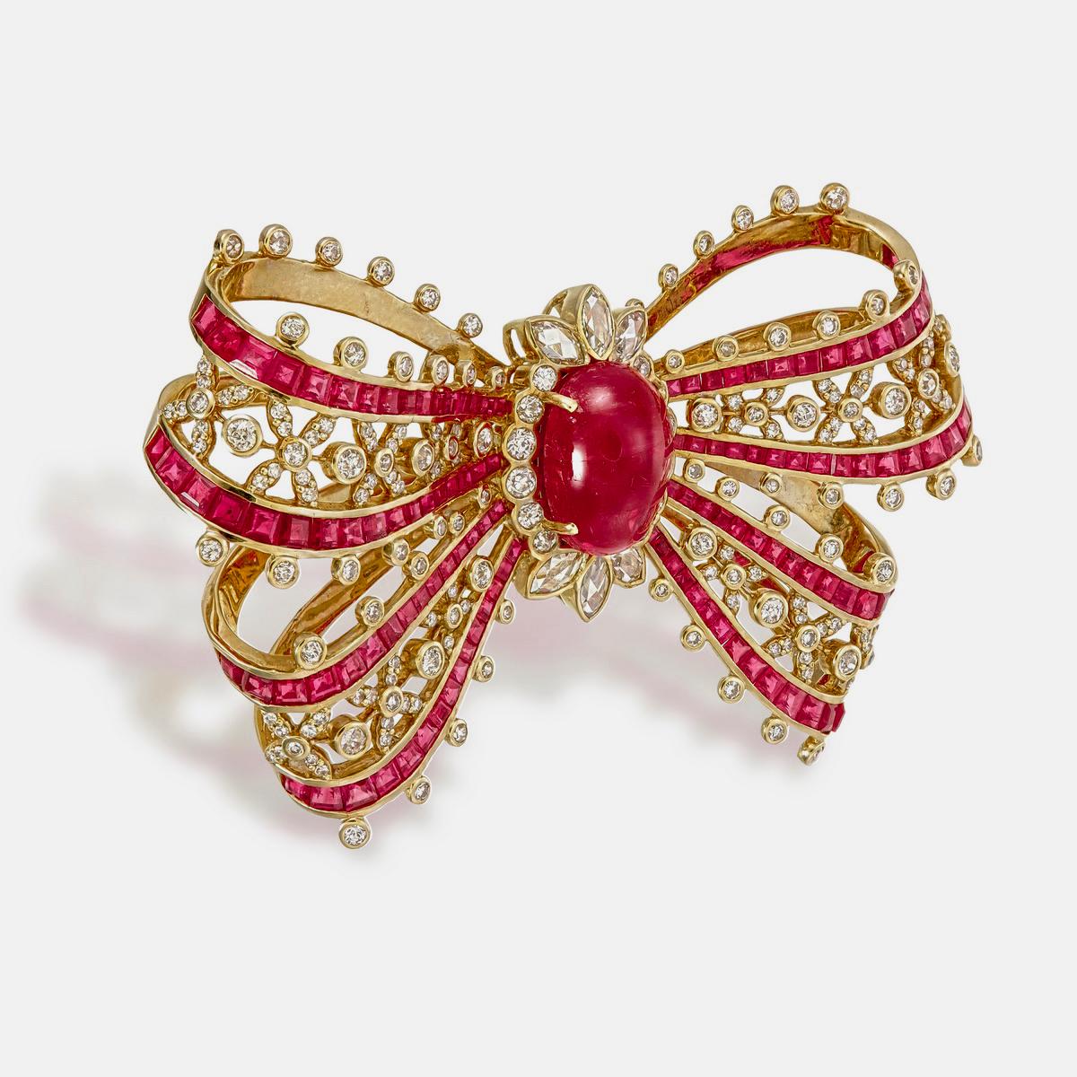 GRS Certified 9.31 Carats Burma No Heat Red Ruby Brooch in 18 Karat ...