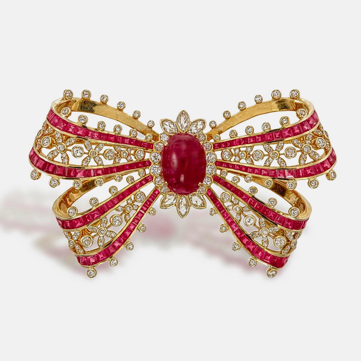 GRS Certified 9.31 Carats Burma No Heat Red Ruby Brooch in 18 Karat ...