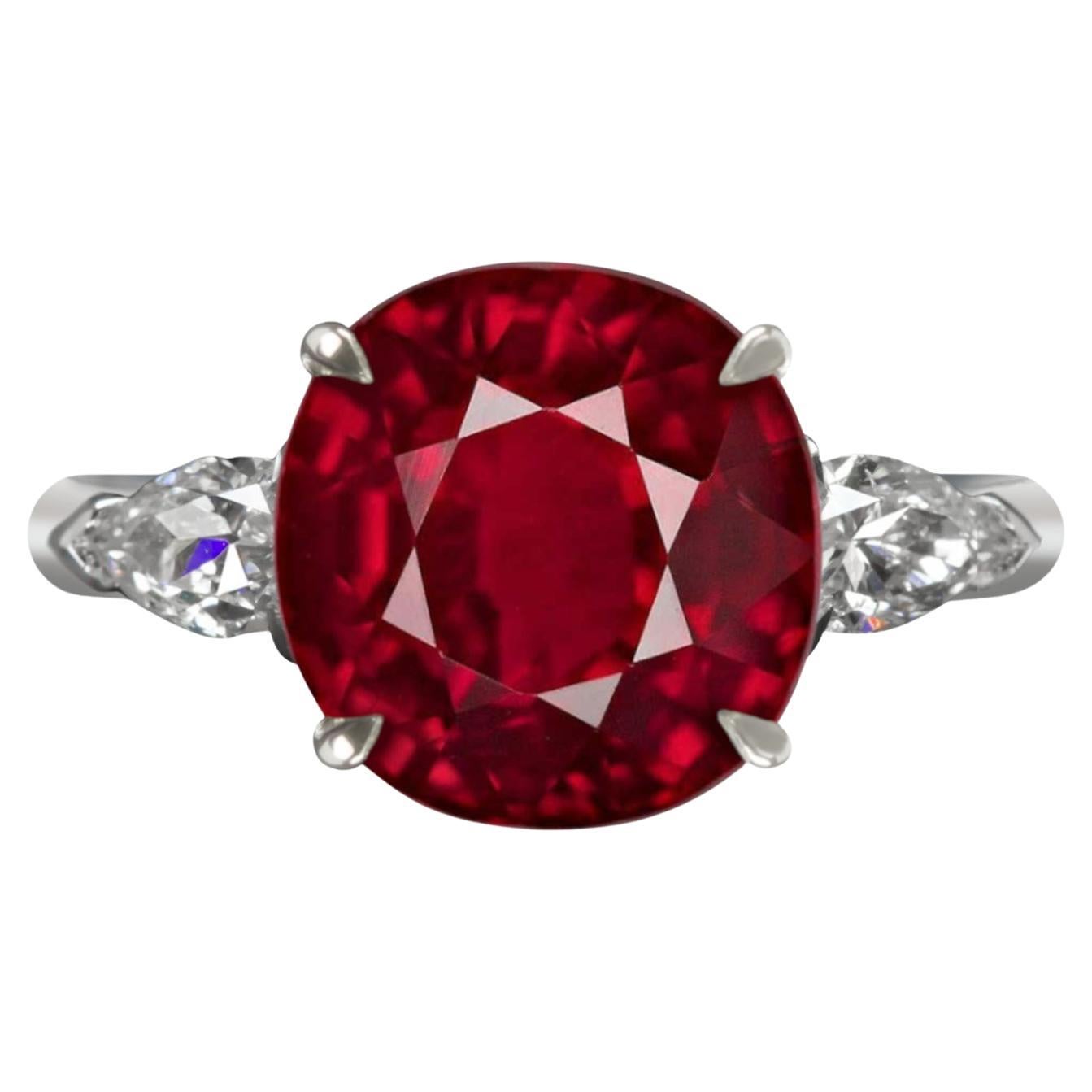 GIA Certified 1.30 Carat Natural Vivid Red Ruby Diamonds Ring 18 Karat ...