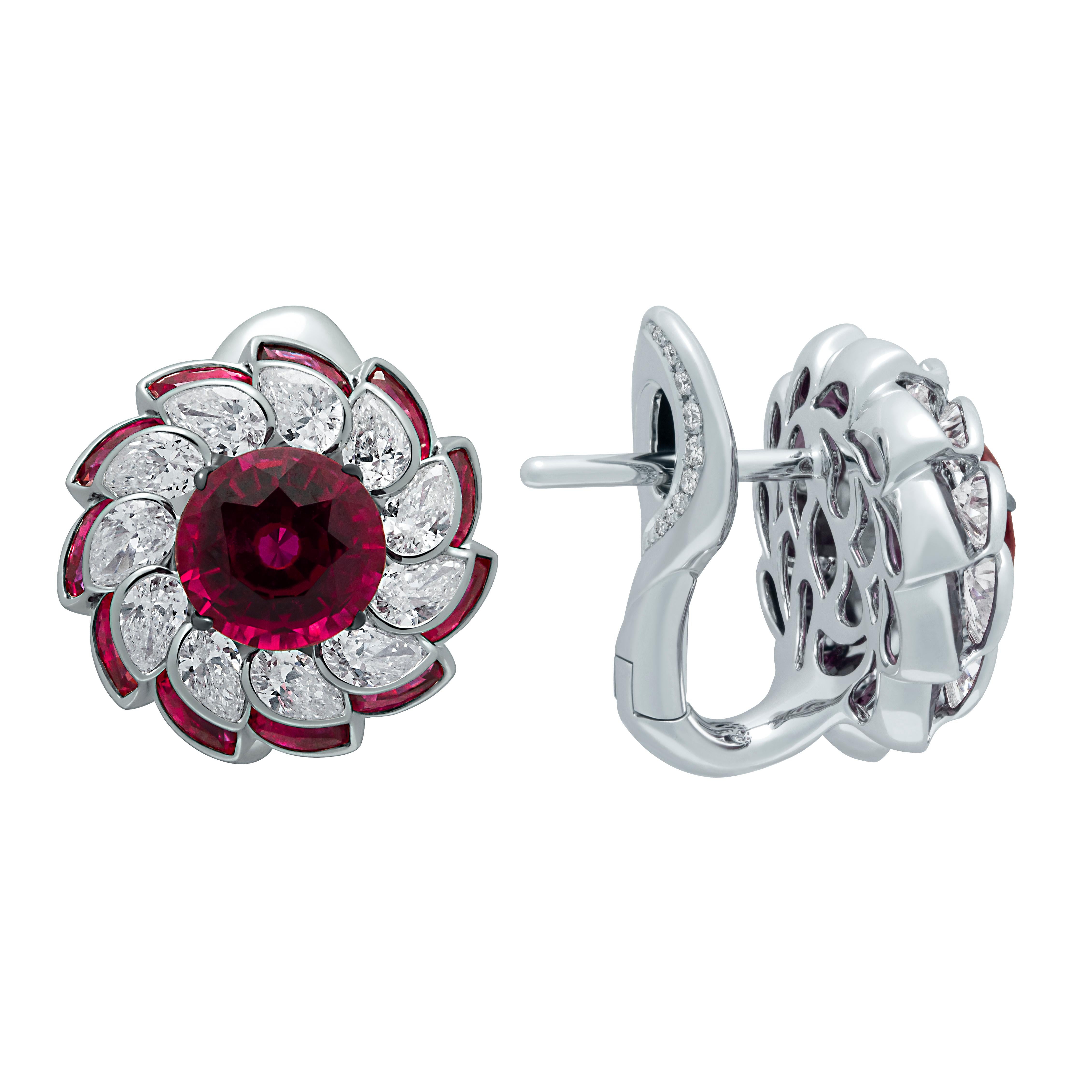 GRS Certified Ruby Diamonds Rubies Pear 18 Karat White Gold High ...