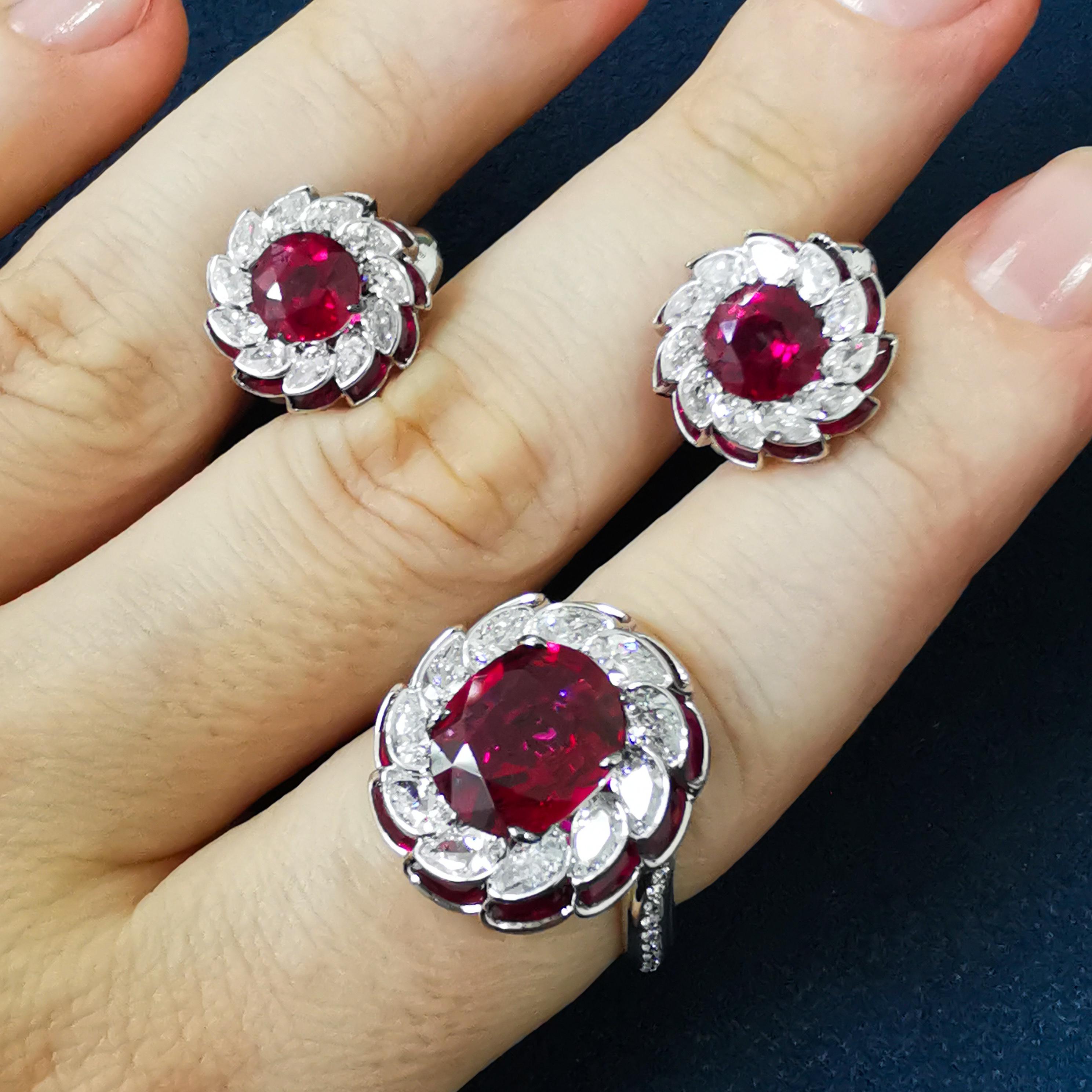 GRS Certified Ruby Diamonds Rubies Pear 18 Karat White Gold High ...