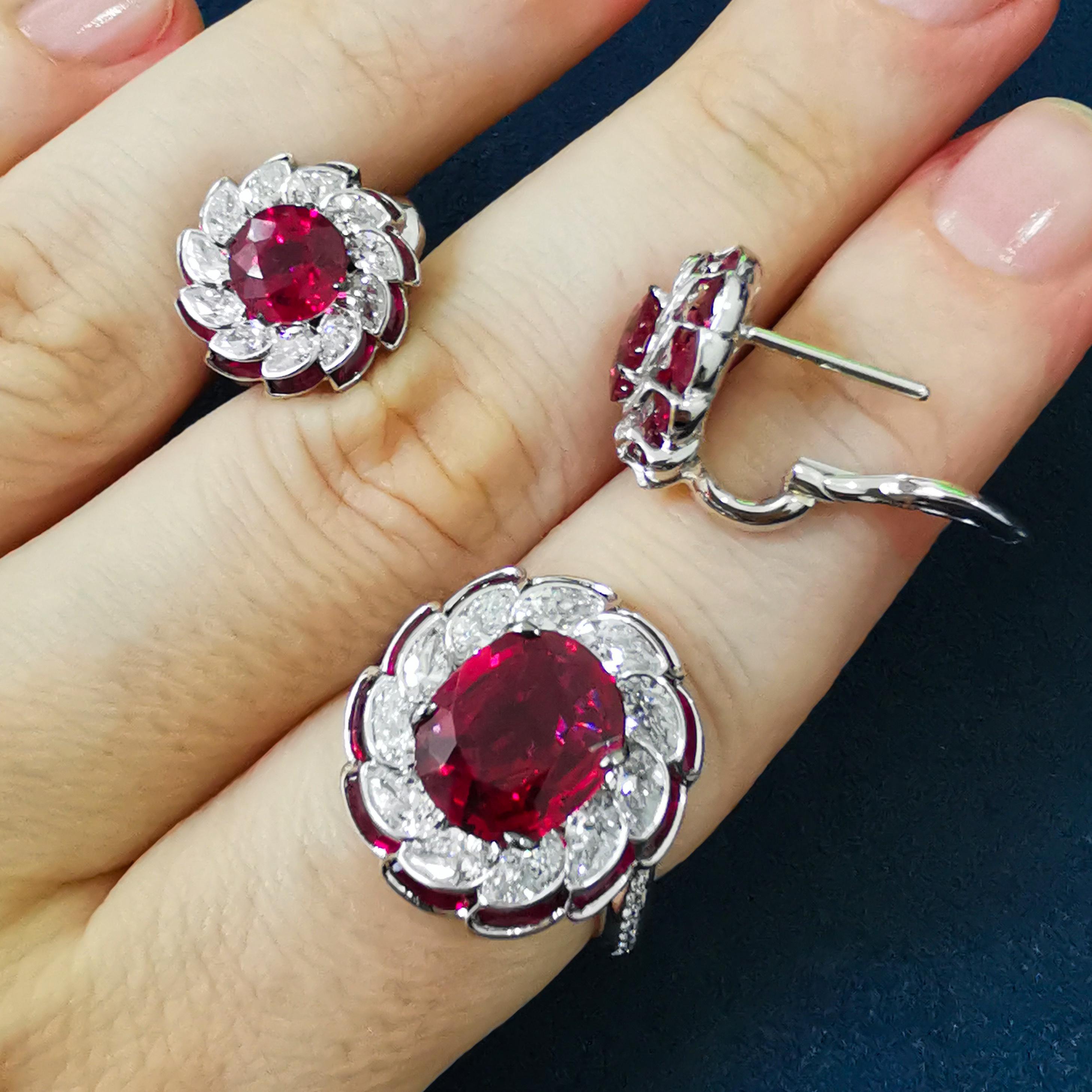 GRS Certified Ruby Diamonds Rubies Pear 18 Karat White Gold High ...