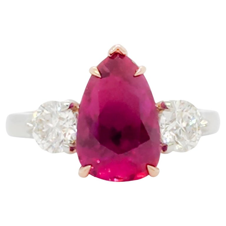 GRS Mozambique Ruby and Diamond Three Stone Ring in 18k Rose Gold and ...