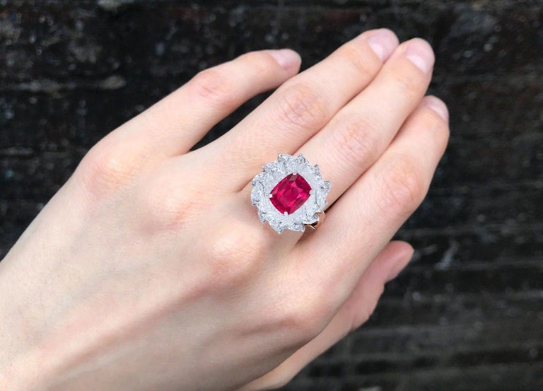 GRS Switzerland Certified 3 Carat Fiery Red Cushion Cut No Heat Ruby ...