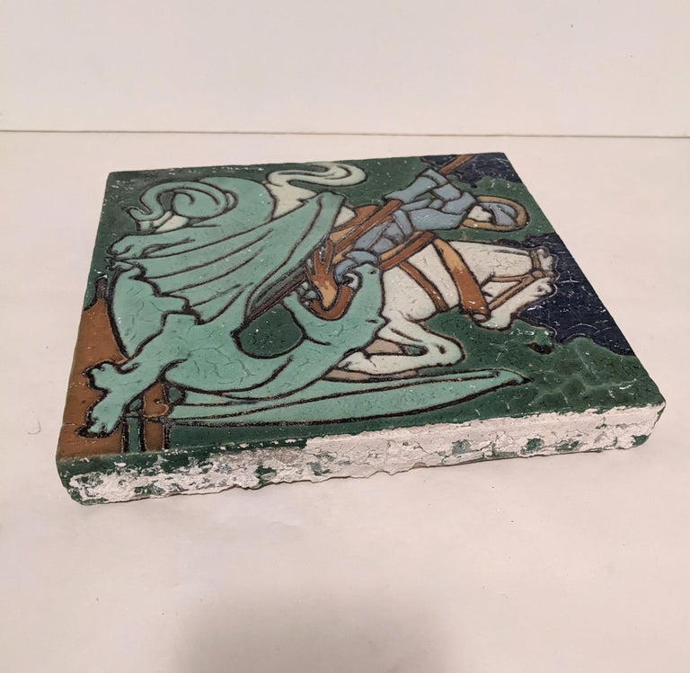 Grueby Faience St George and the Dragon Tile For Sale at 1stDibs ...