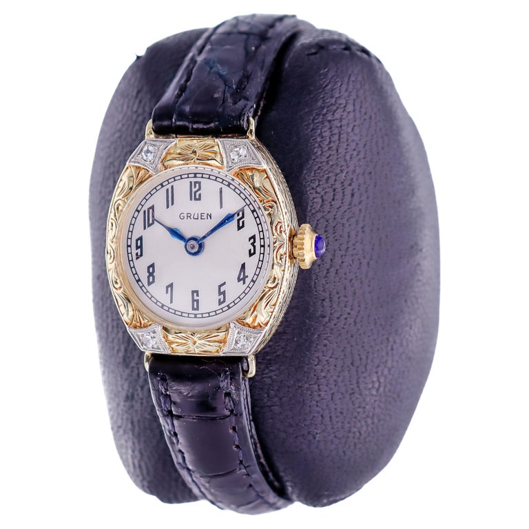 Gruen 14Kt. Solid Gold Art Deco Ladies Watch Hand Made 1920's with ...