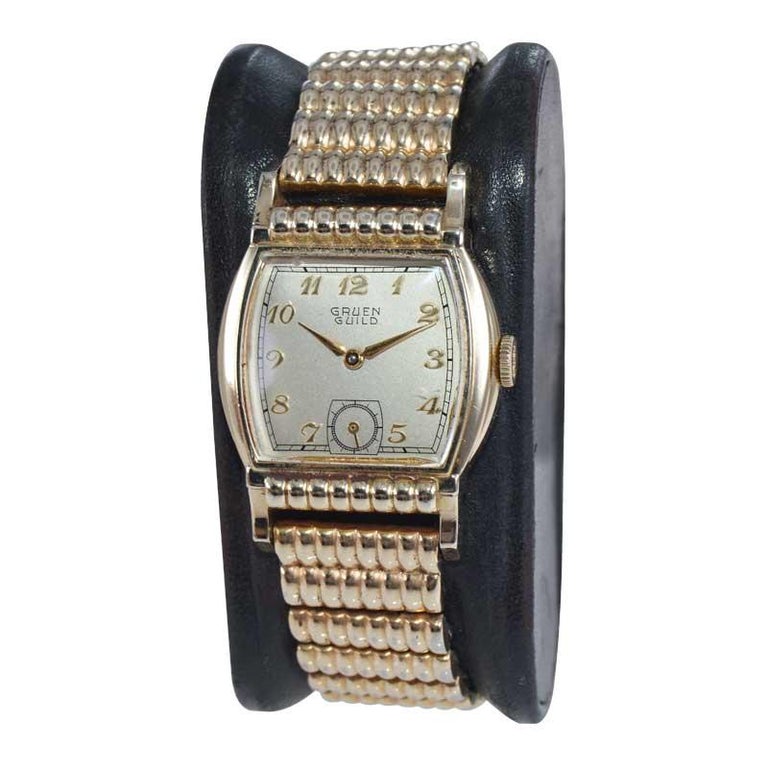 Gruen Gold Filled Art Deco Styled Wrist Watch with a Rare Matching ...