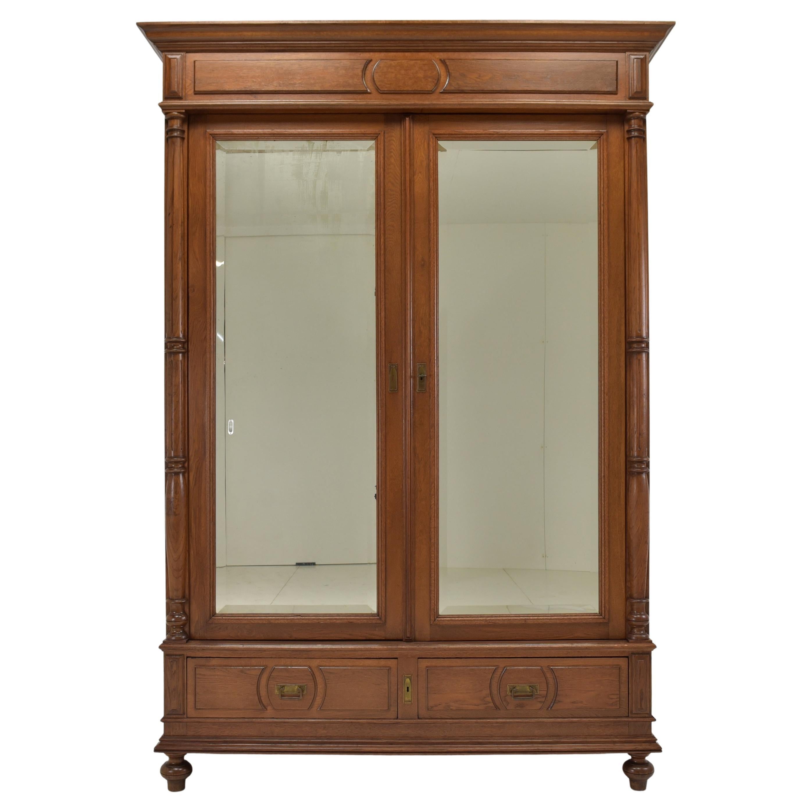 Neo-Baroque Large Hall Closet in Solid Oak, 1925 For Sale at 1stDibs