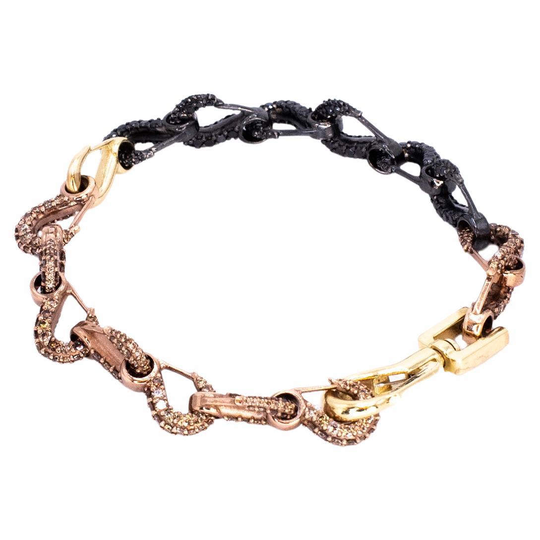 Grunfeld Link 8.25 Carats Black and Brown Diamond Bracelet For Sale at ...