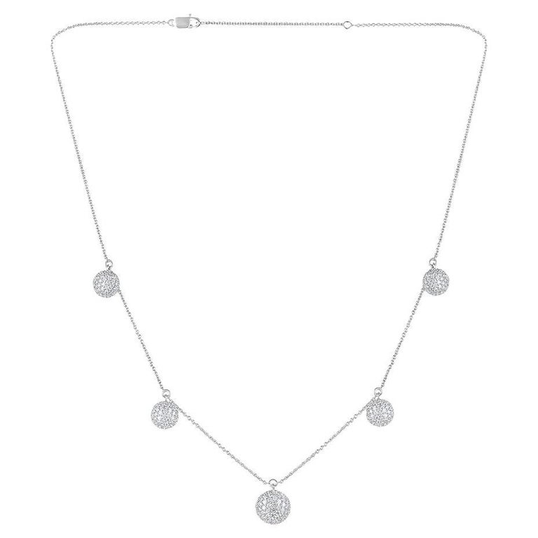 GSI Certified 14k Gold 1.3 Carat Natural Diamond White 5-Circle Station ...