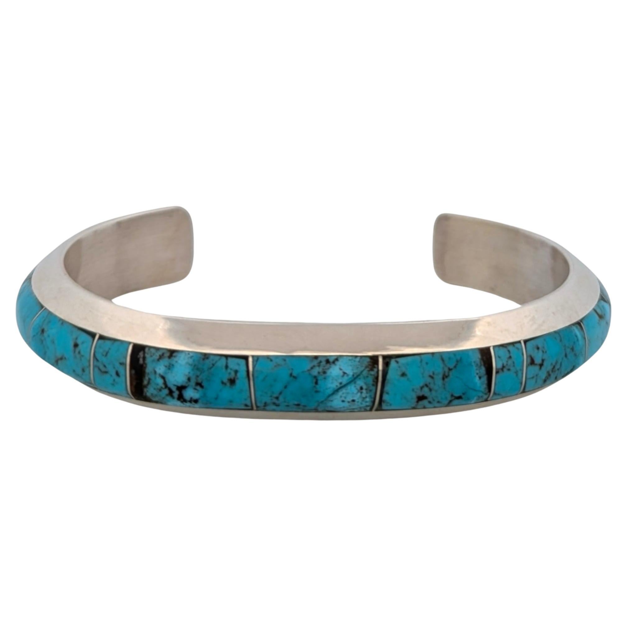 Pat Platero HUGE Navajo Sterling Silver Turquoise Cluster Cuff Bracelet ...