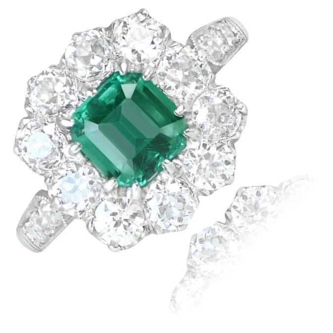 Gubelin 0.97ct Emerald Cut No-Oil Colombian Emerald Engagement Ring ...