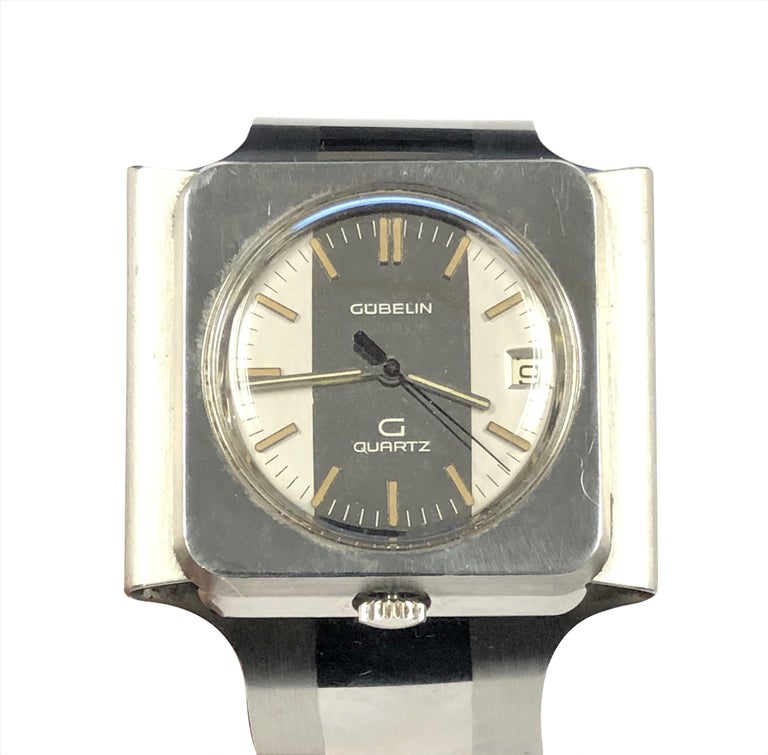 Gubelin 1970s Rare Midcentury Large Cuff Quartz Wristwatch For Sale at ...