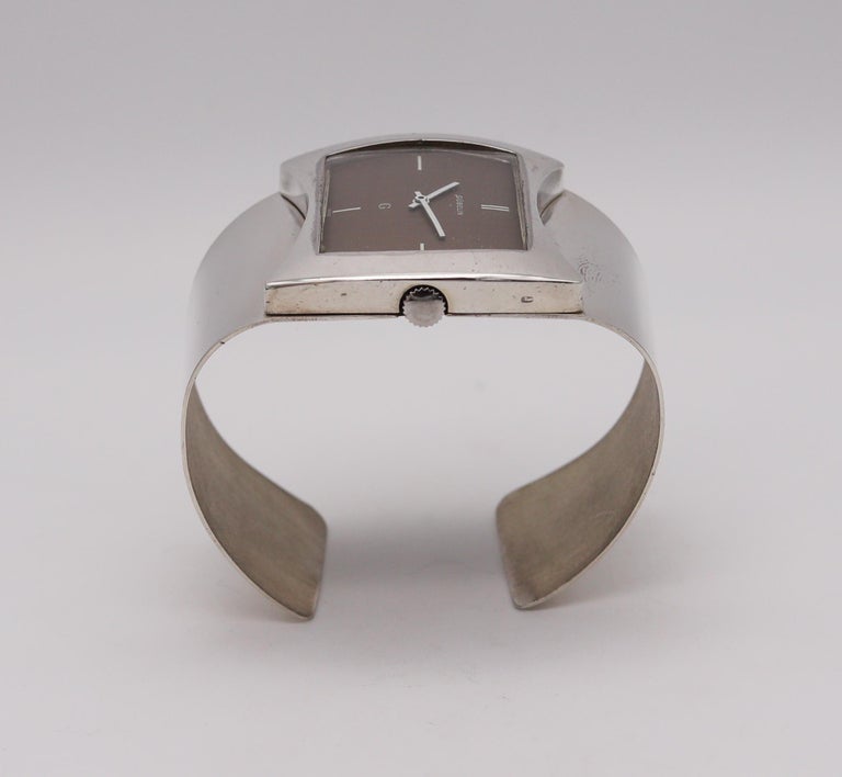 Gubelin 1973 Swiss Retro Space Era Wrist Watch Cuff Bracelet In .925 ...