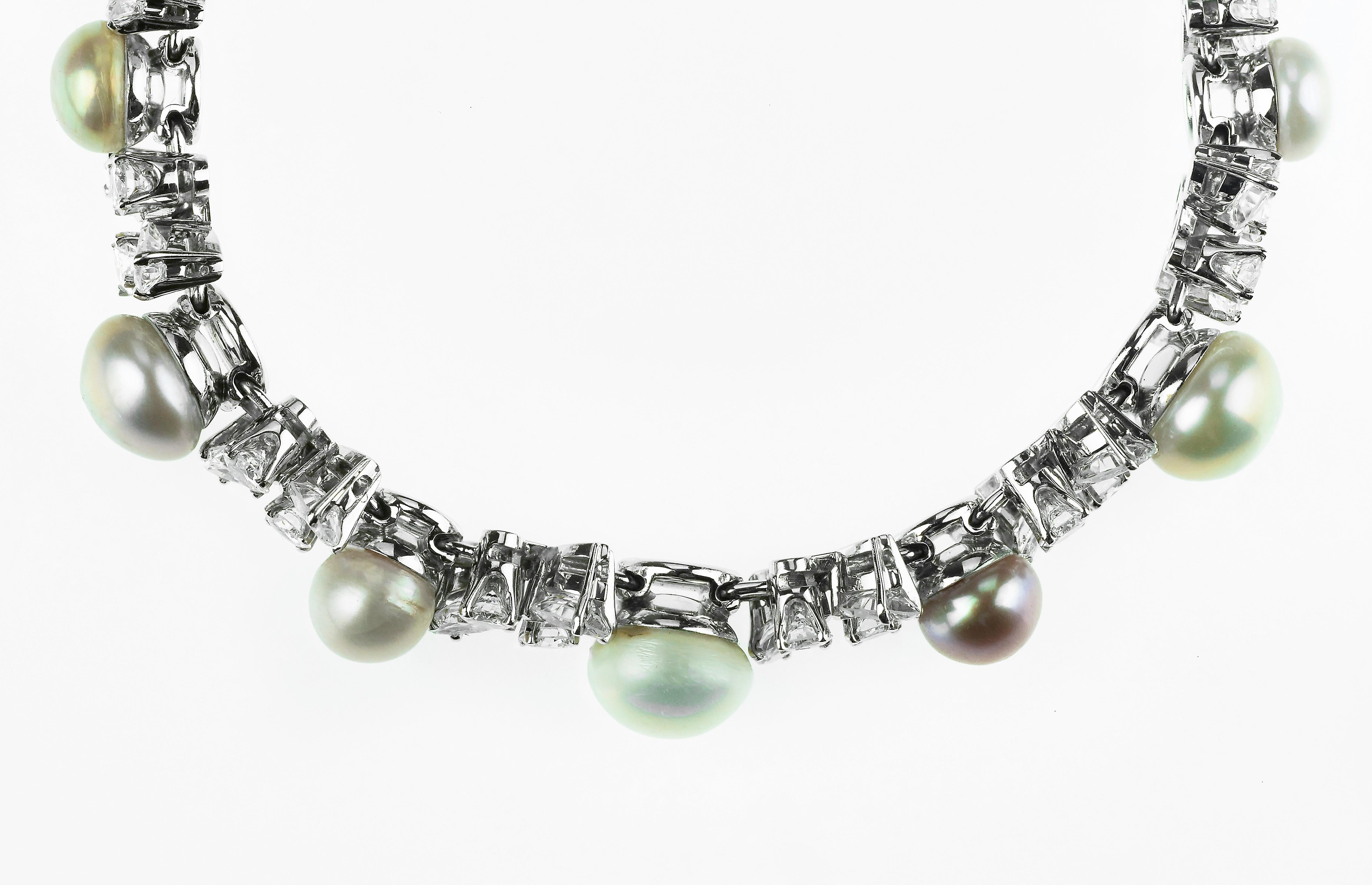 Gubelin Bracelet with Multi-Color Pearls and Diamonds in Platinum at ...