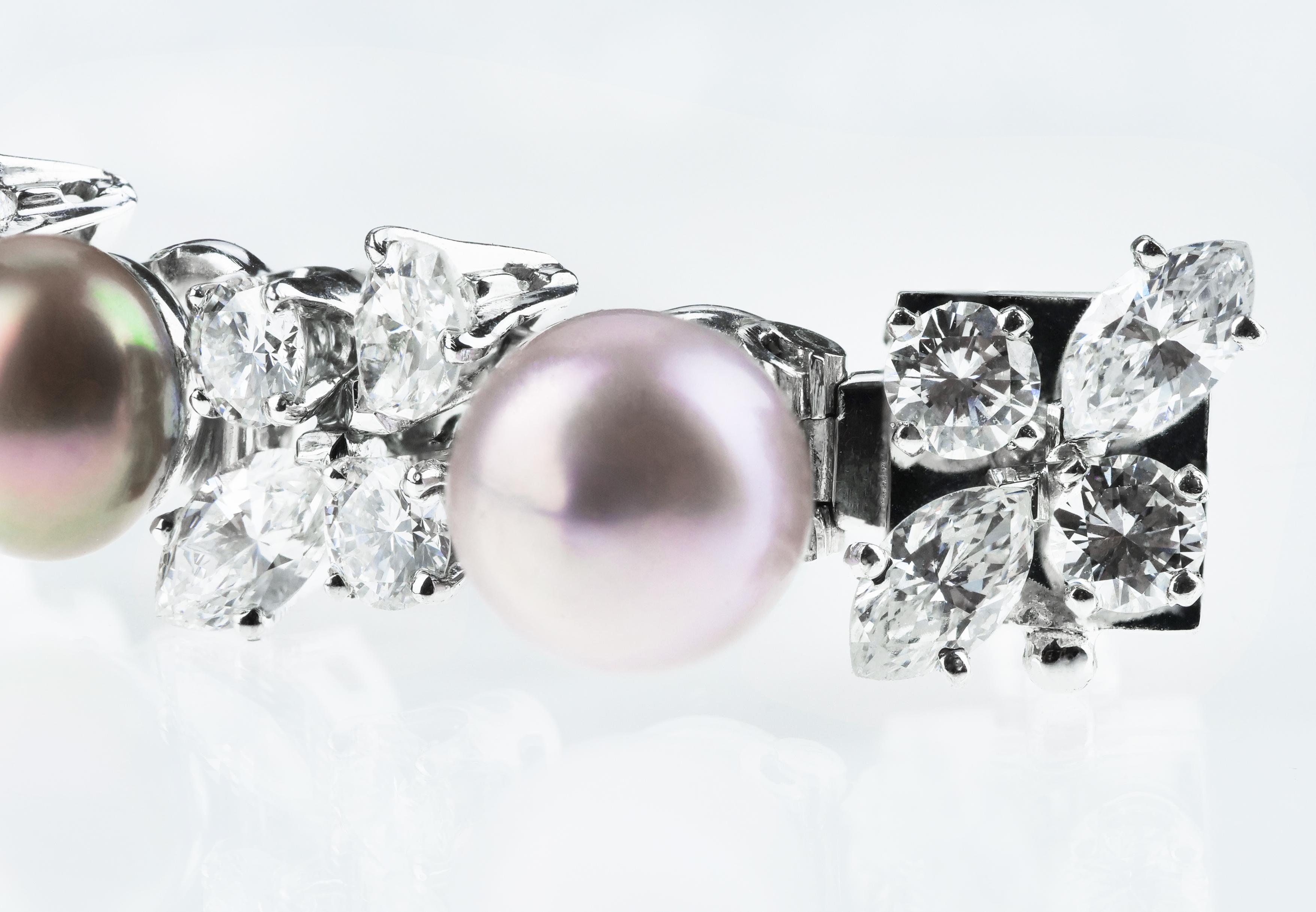 Gubelin Bracelet with Multi-Color Pearls and Diamonds in Platinum at ...