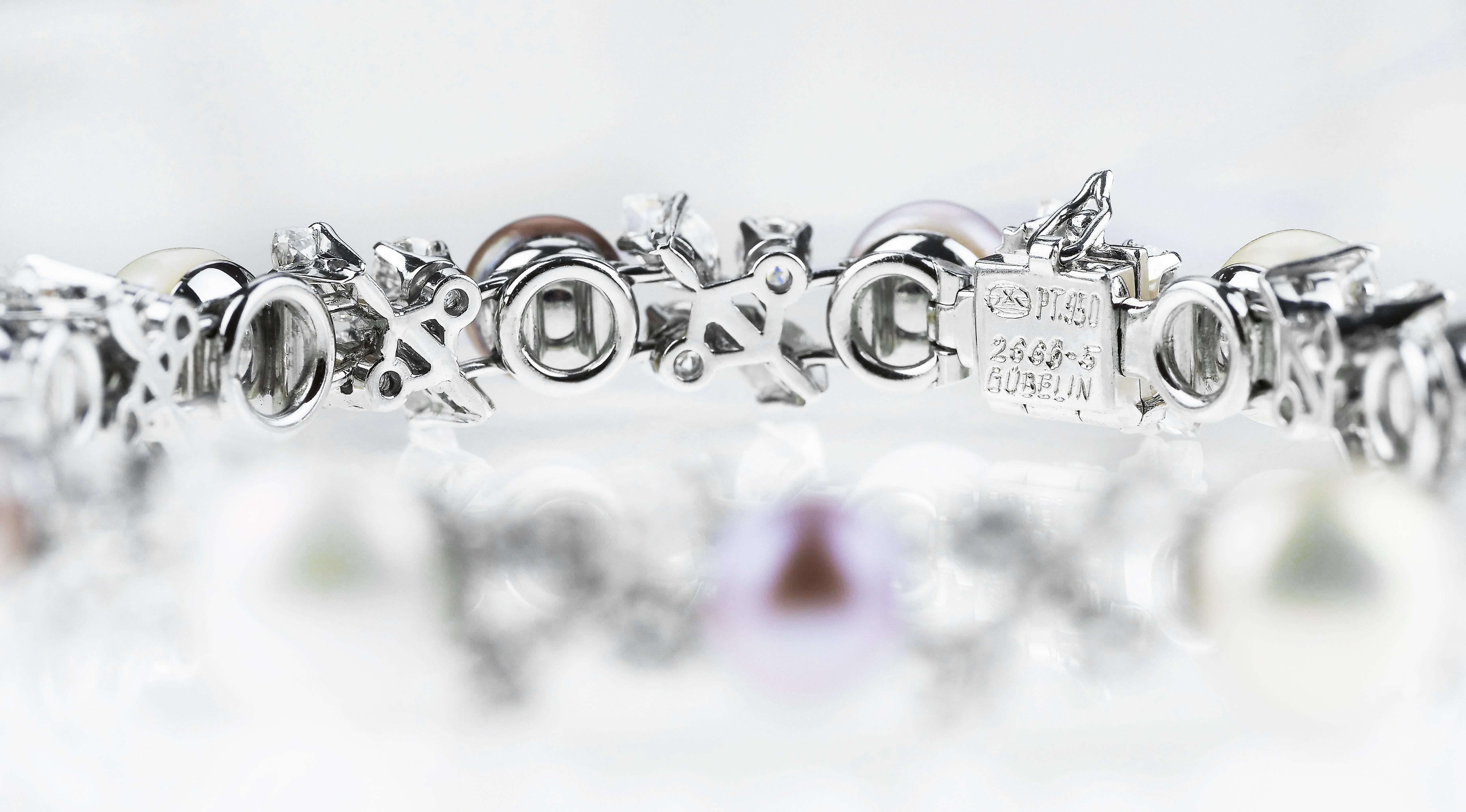 Gubelin Bracelet with Multi-Color Pearls and Diamonds in Platinum at ...