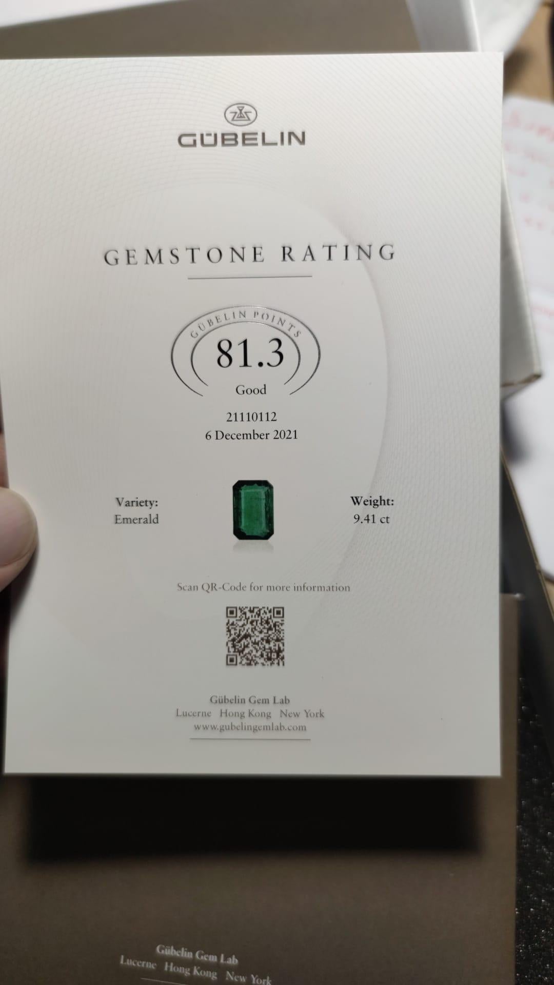 Gubelin Certified 9.41 Carat Green Emerald Diamond Solitaire Platinum ...