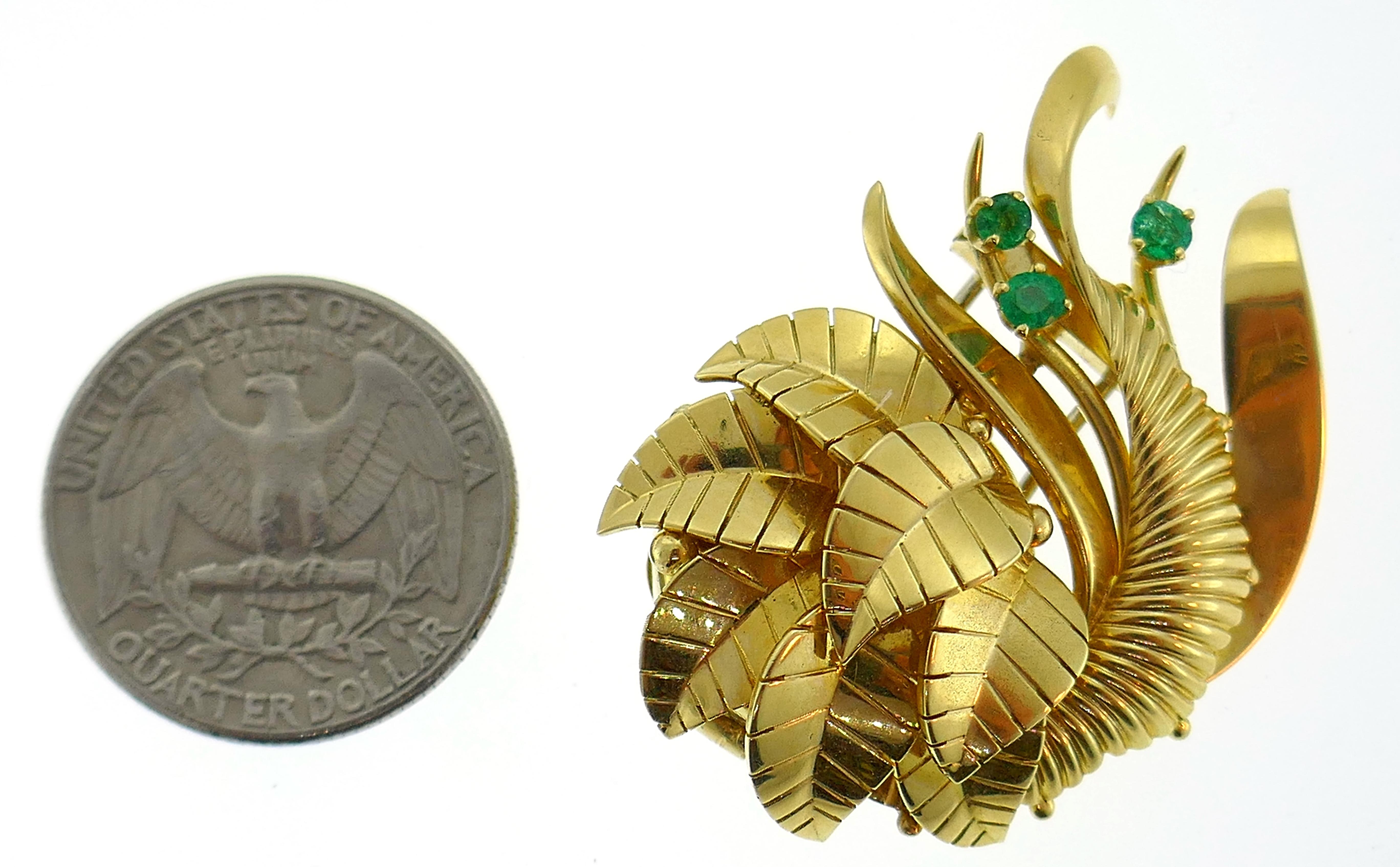 Gubelin Emerald Yellow Gold Watch Brooch Pin Clip, circa 1940s at ...