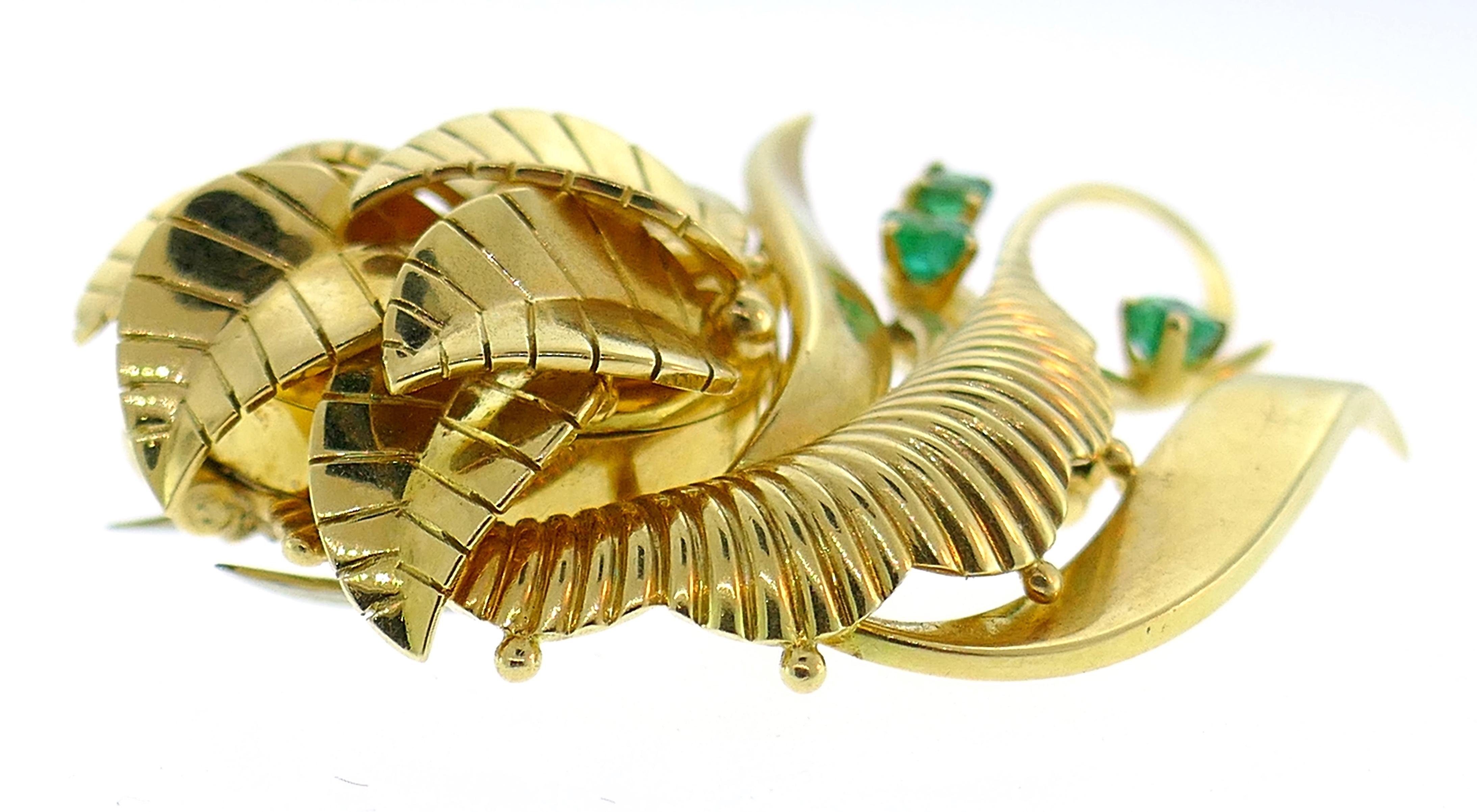 Gubelin Emerald Yellow Gold Watch Brooch Pin Clip, circa 1940s at ...