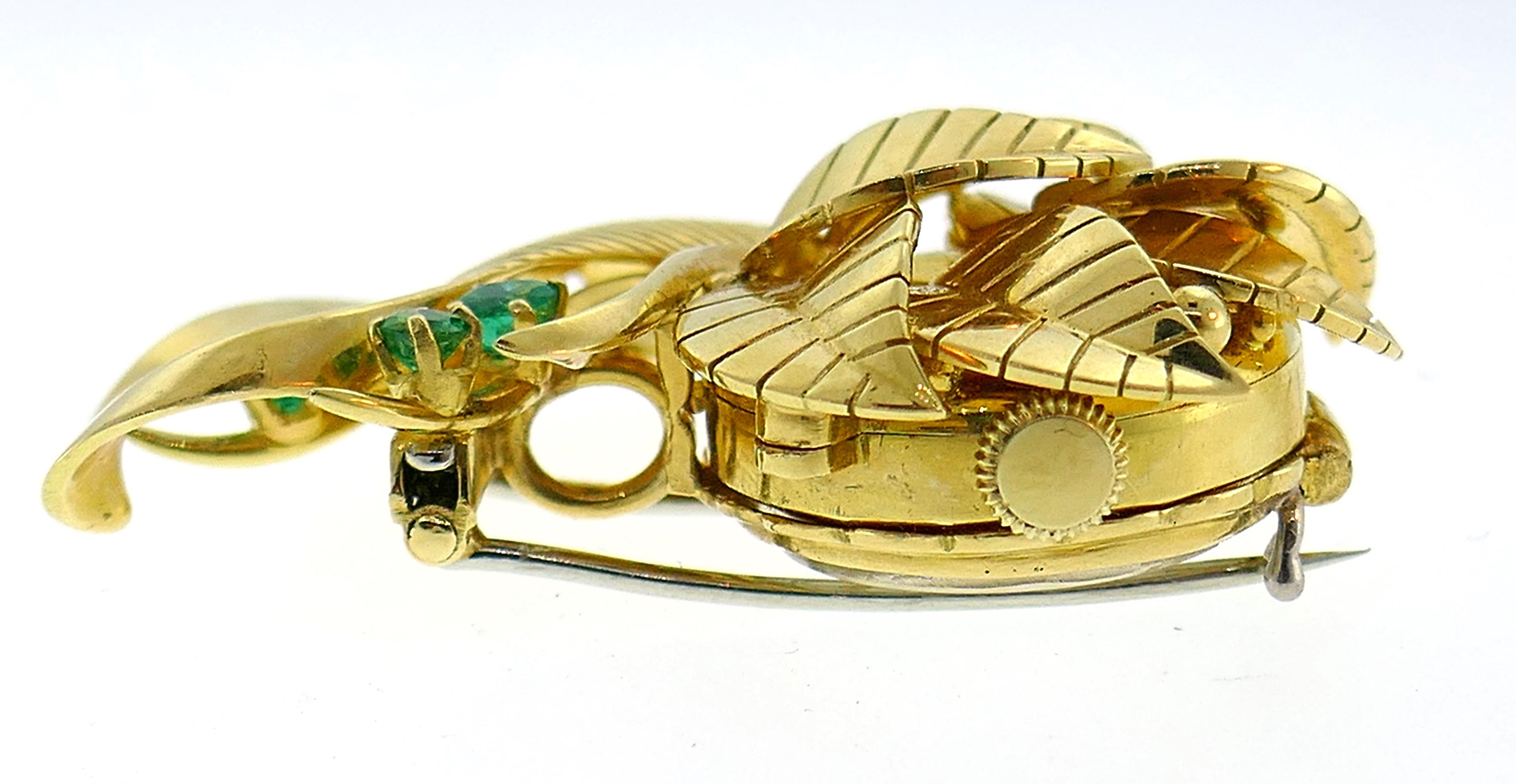 Gubelin Emerald Yellow Gold Watch Brooch Pin Clip, circa 1940s at ...