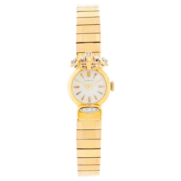 Gubelin Ladies Yellow Gold and Diamond Bracelet Watch at 1stDibs