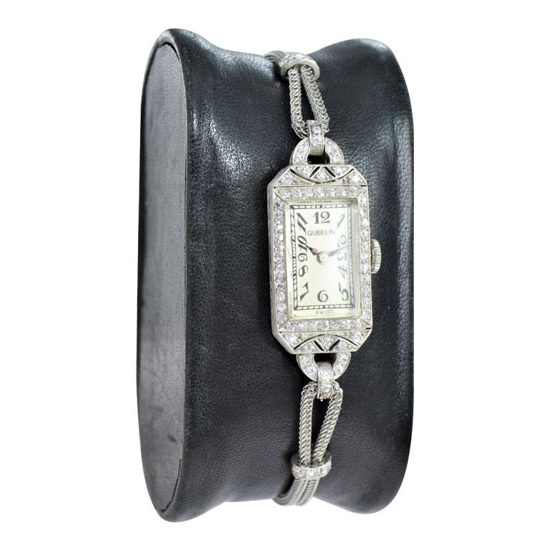 Gubelin Platinum and Diamond Art Deco Manual Winding Dress Watch, circa ...
