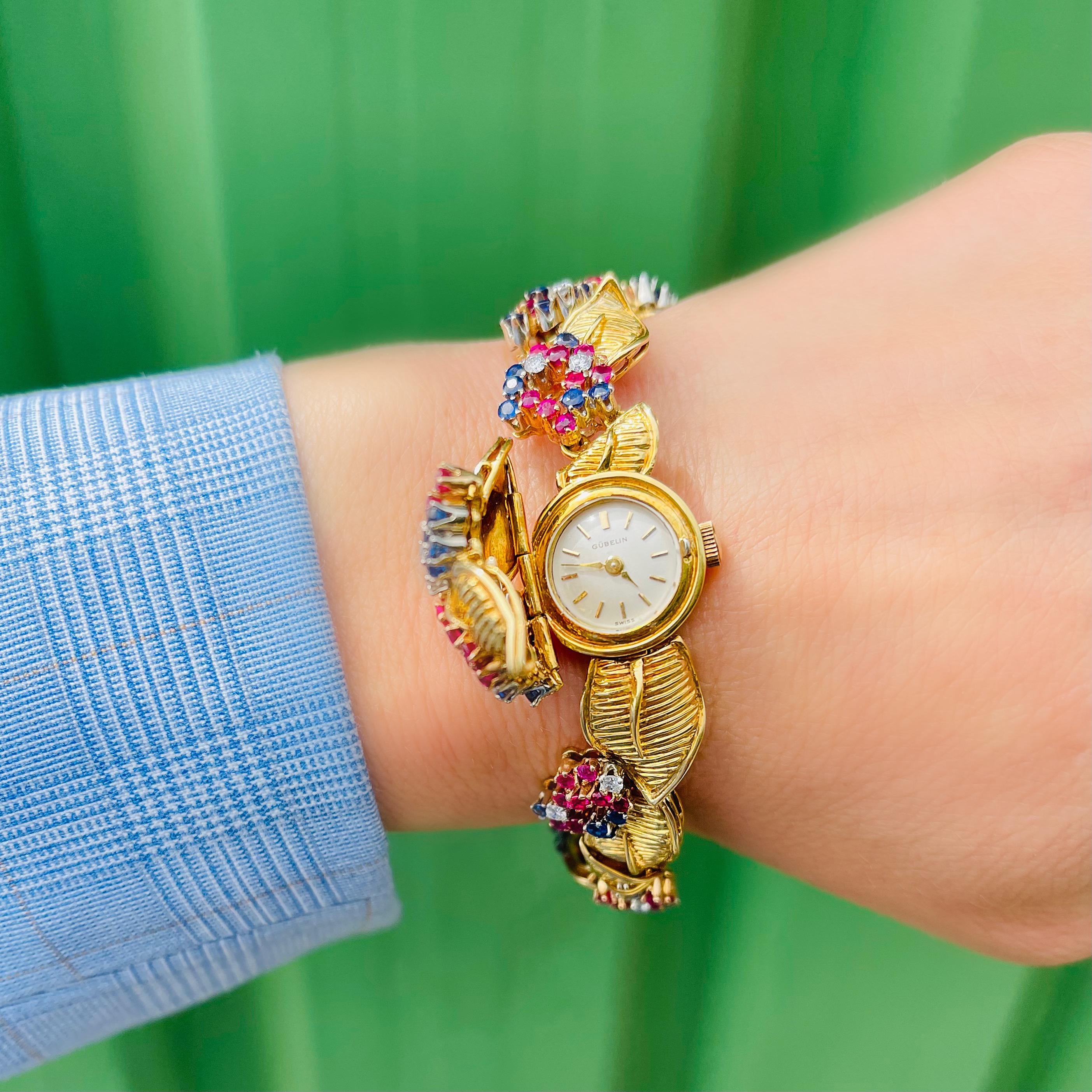 Gübelin Vintage 18 Karat Yellow Gold Sapphire, Ruby and Diamond ...