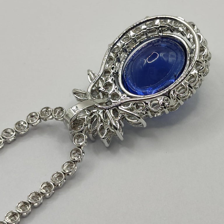Gublin Certified 26.88ct Unheated Blue Star Sapphire and 7.41ct Diamond ...