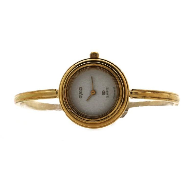 Gucci 1100 Interchangeable Bezel Bangle Quartz Watch Plated Metal with ...