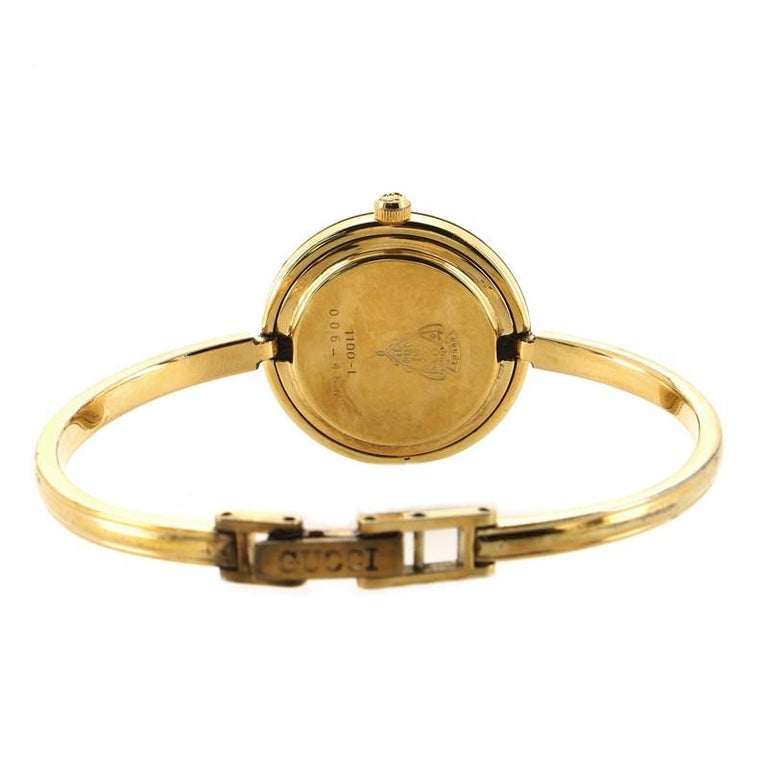 Gucci 1100 Interchangeable Bezel Bangle Quartz Watch Plated Metal with ...
