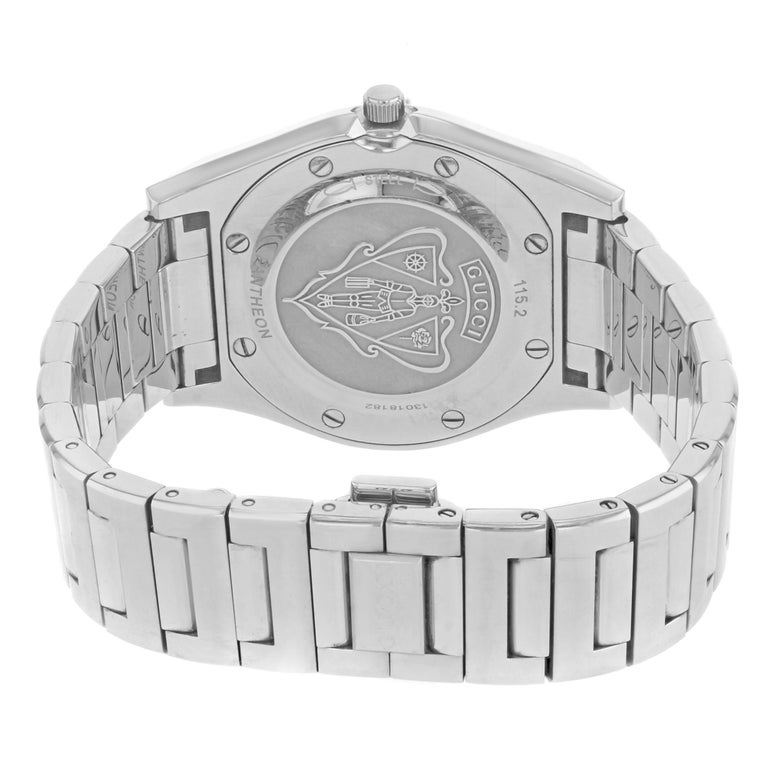 Gucci 115 Pantheon Stainless Steel White Dial Quartz Mens WatchYA115210 ...