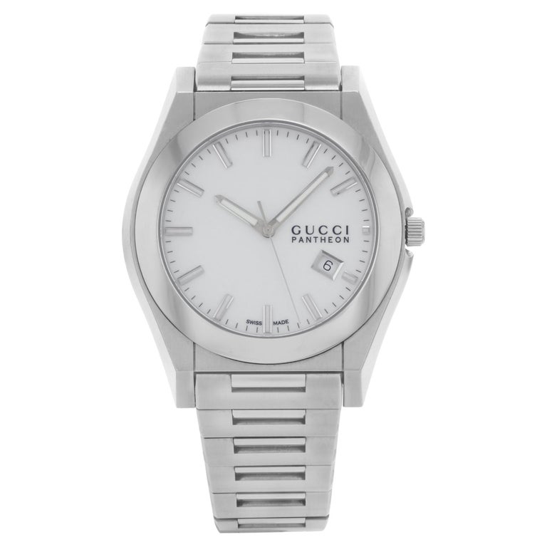 Gucci 115 Pantheon Stainless Steel White Dial Quartz Mens WatchYA115210 ...