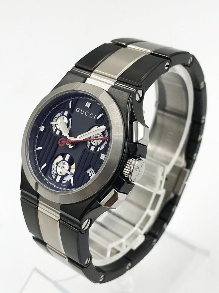 Gucci 124 YA124402 Titanium Black Chronograph Quartz Ladies Watch at ...