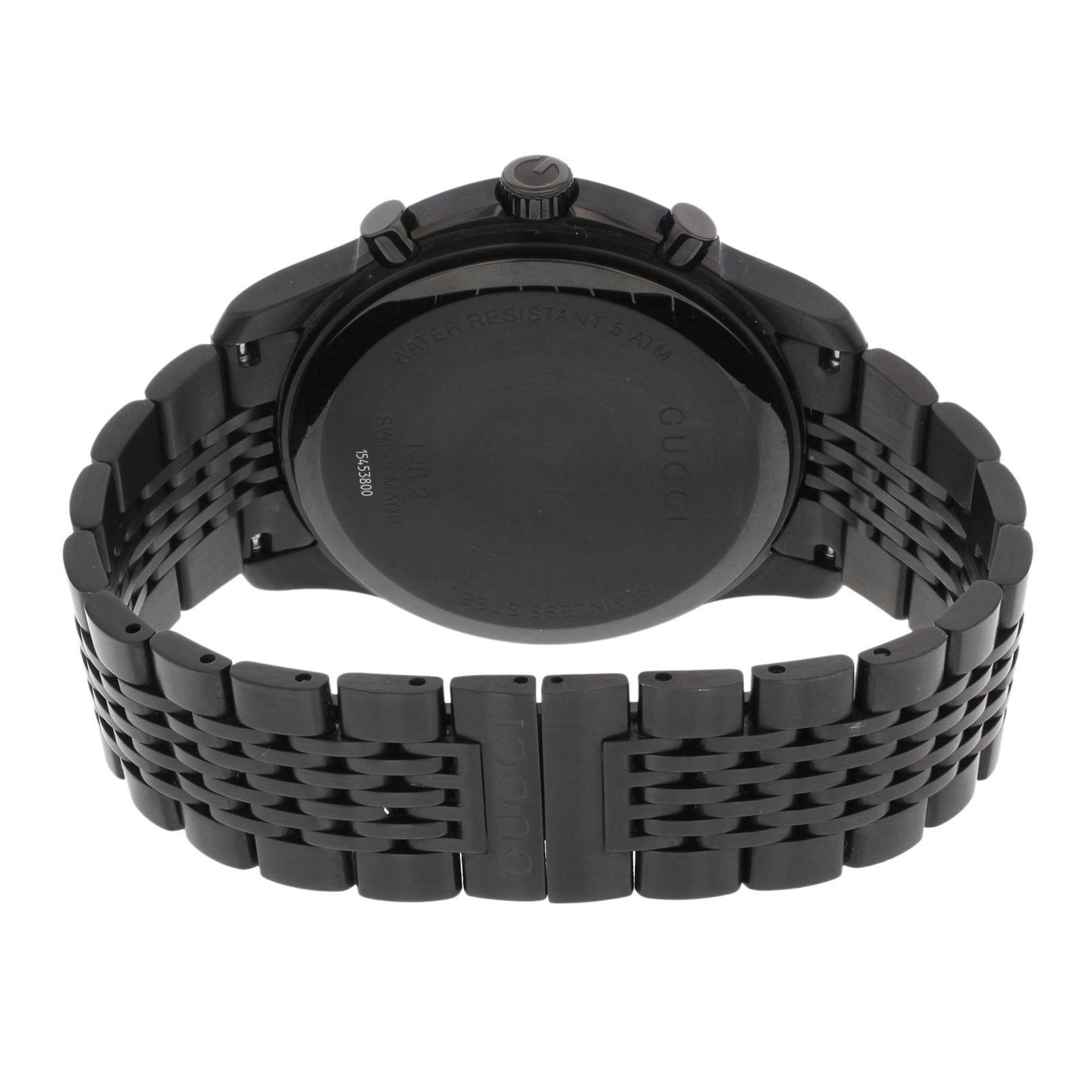 Gucci 126 Black PVD Steel Chrono Tachymeter Quartz Men's Watch YA126217 ...