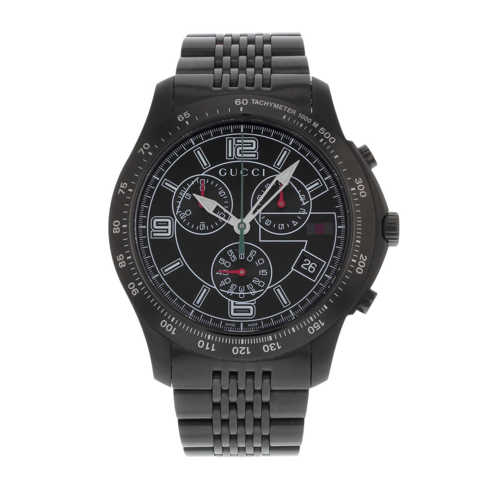 Gucci 126 Black PVD Steel Chrono Tachymeter Quartz Men's Watch YA126217 ...