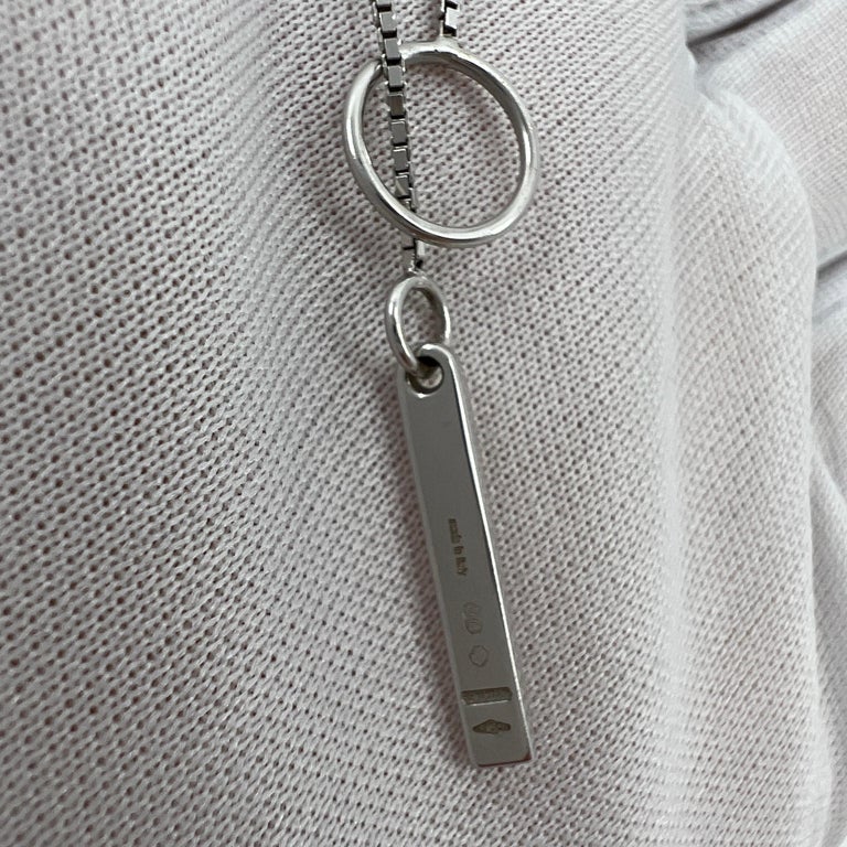 Gucci 18 Karat White Gold Bar Lariat Pendant Necklace with Original ...