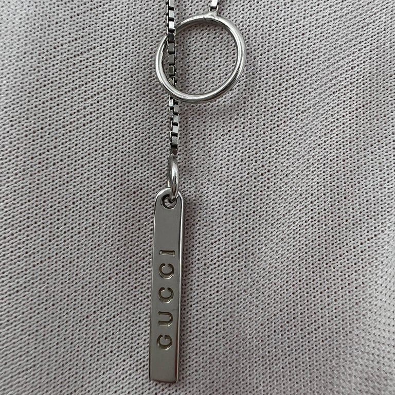 Gucci 18 Karat White Gold Bar Lariat Pendant Necklace with Original ...