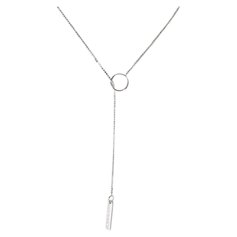 Gucci 18 Karat White Gold Bar Lariat Pendant Necklace with Original ...
