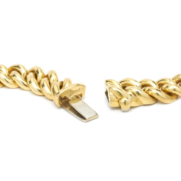 Gucci 18 Karat Yellow Gold Cuban Link Necklace with Pave Diamond ...