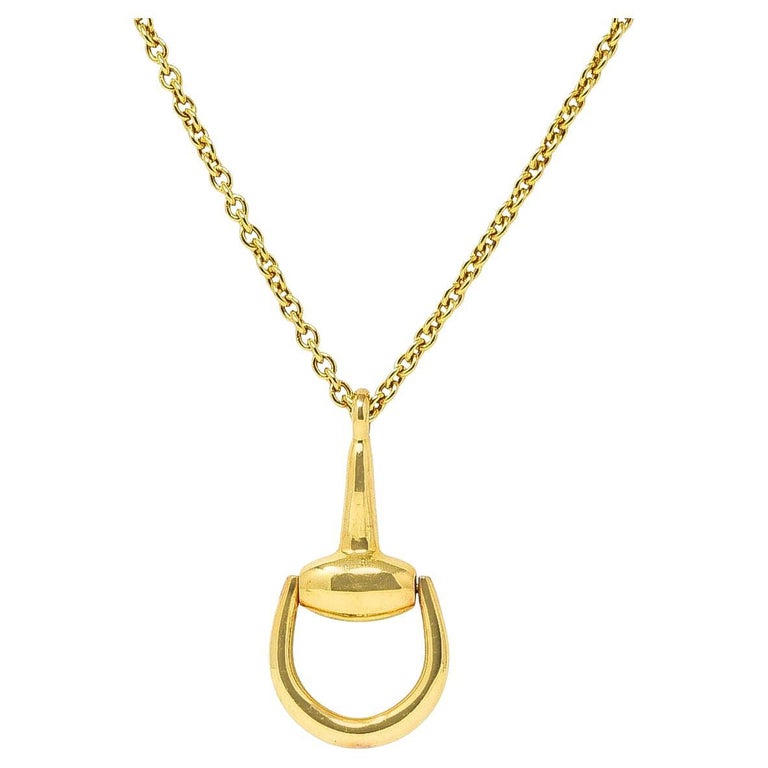 Gucci 18 Karat Yellow Gold Horsebit Pendant Vintage Necklace at 1stDibs