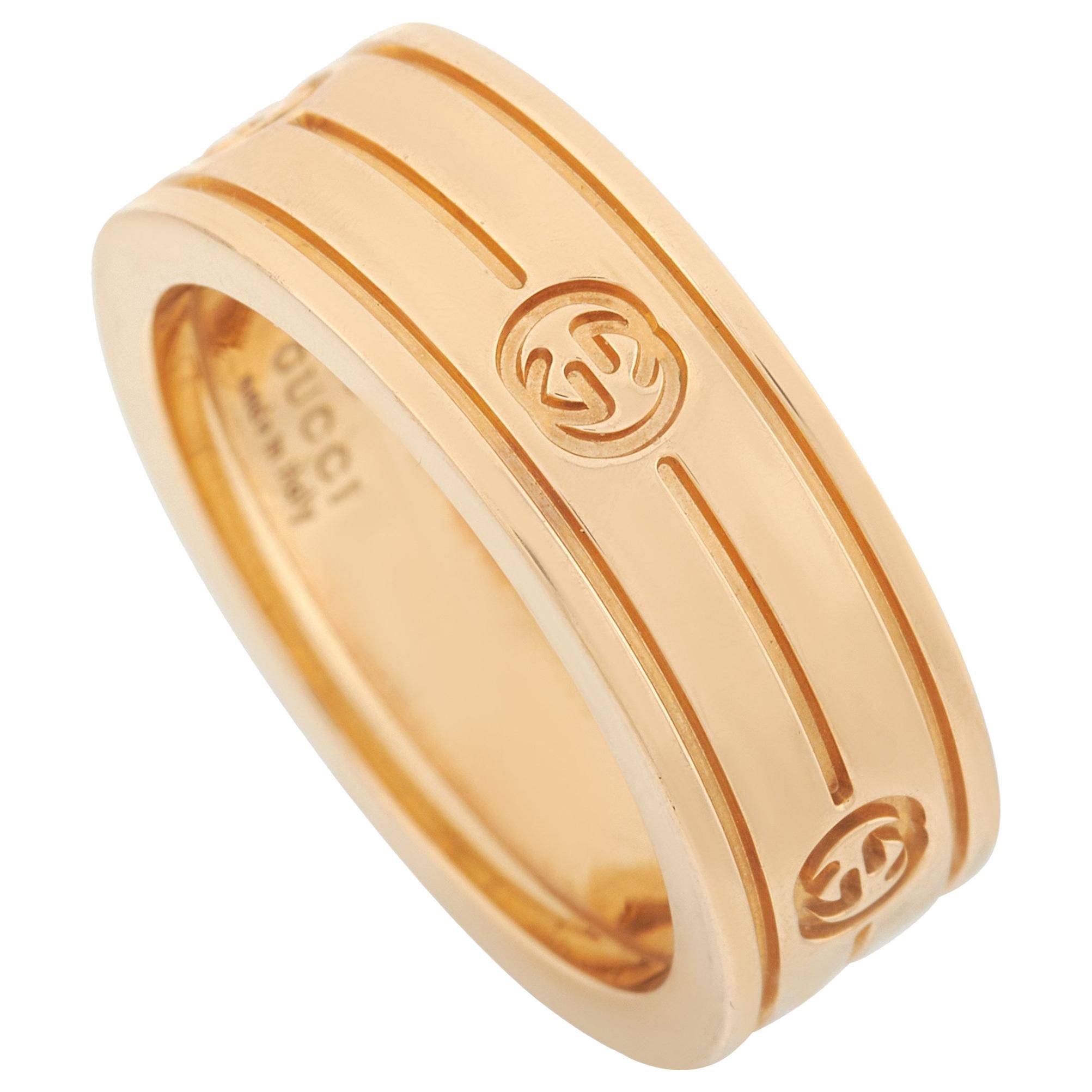Gucci Yellow Gold Classic Band Ring at 1stDibs