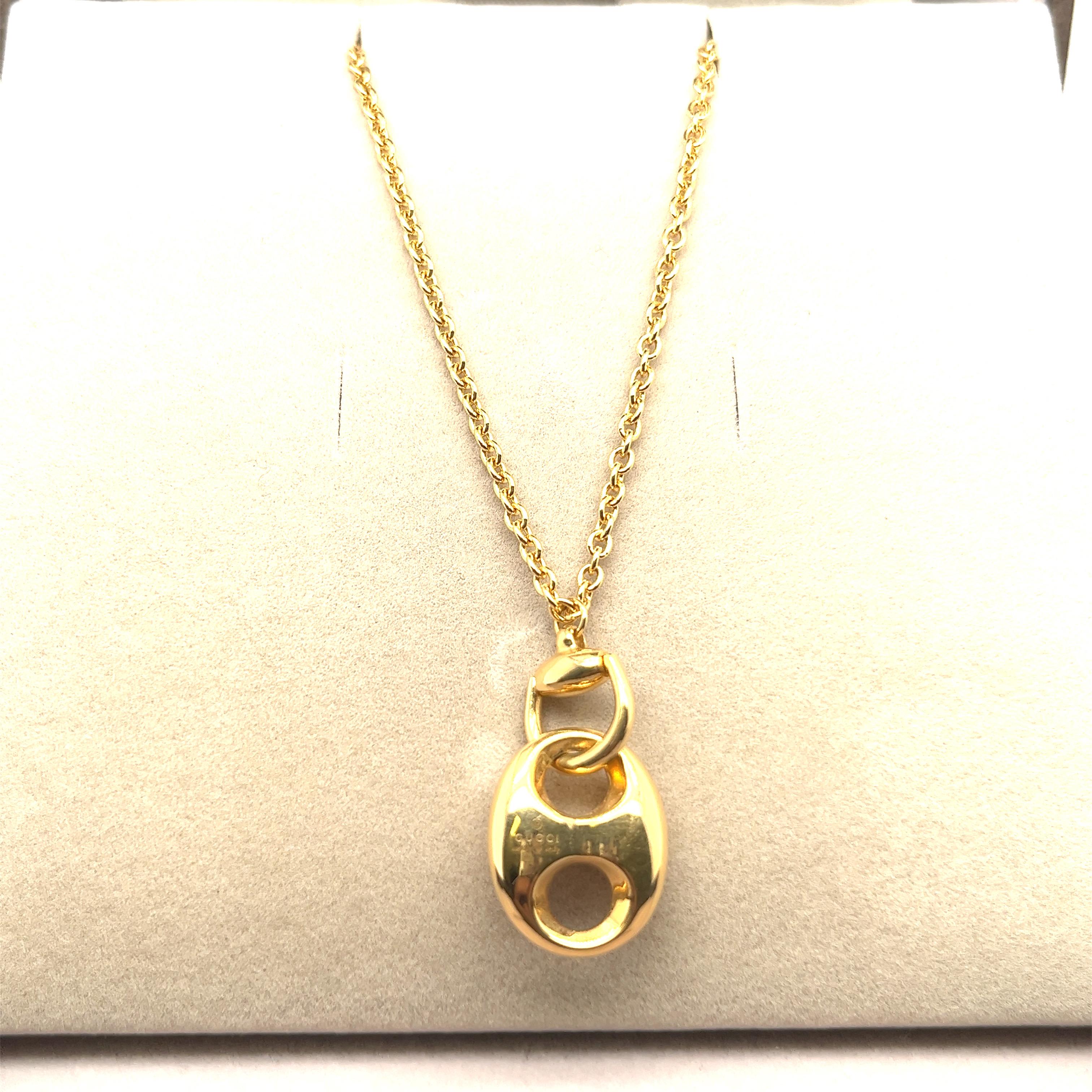 Gucci 18k Gold Horsebit Marina Necklace For Sale at 1stDibs
