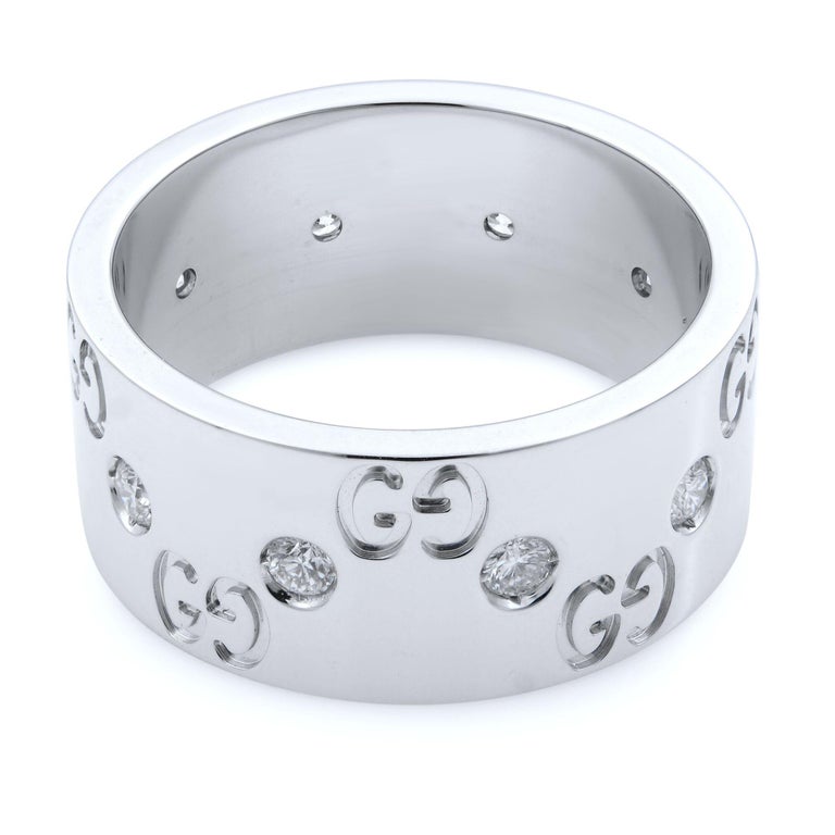 Gucci 18 Karat White Gold Eternity Diamond Icon Wide Band at 1stDibs ...